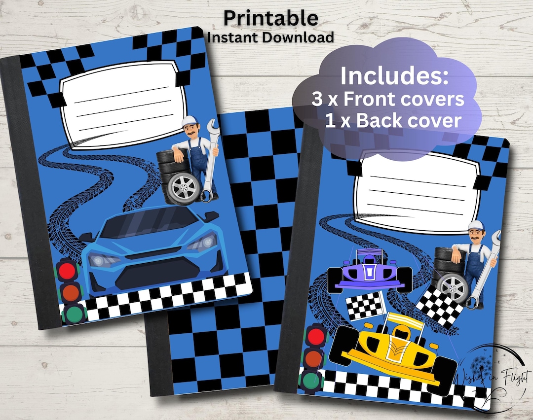Racing Car Notebook Cover: Printable Composition Book Stickers (7.5" X ...
