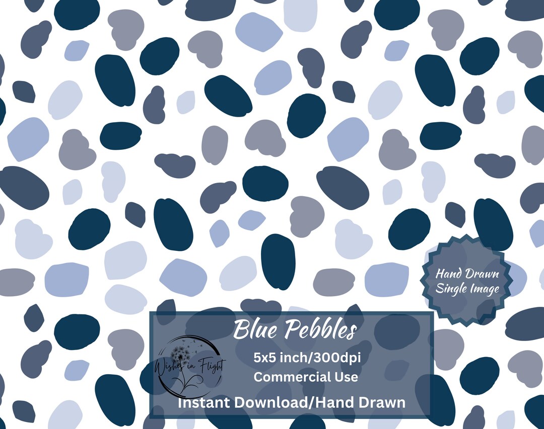 Blue Pebbles Hand Drawn Seamless Design Instant Download Great for ...