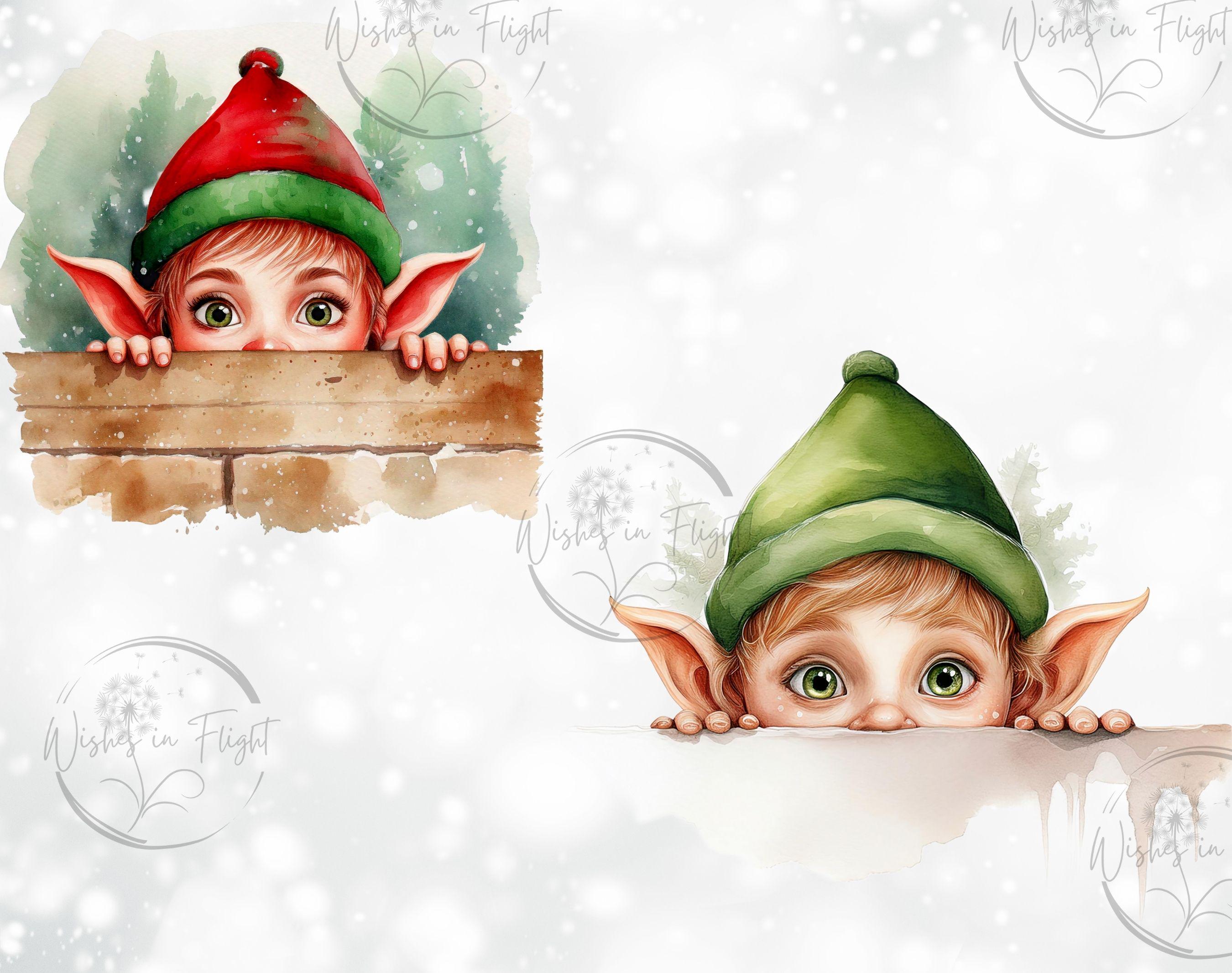 Christmas Elves Peeking Over a Shelf, Peek a Boo Elves, Christmas ...