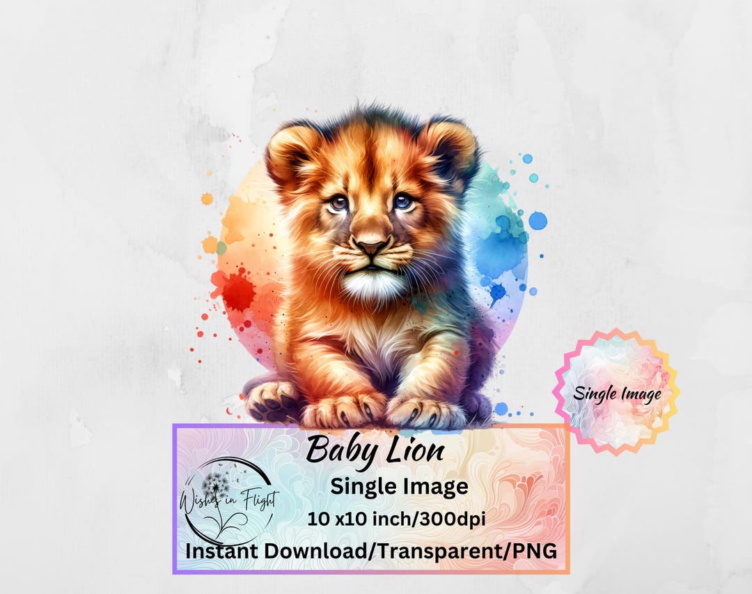 Baby Lion Transparent Clip Art, Instant Download Big Five Babies ...