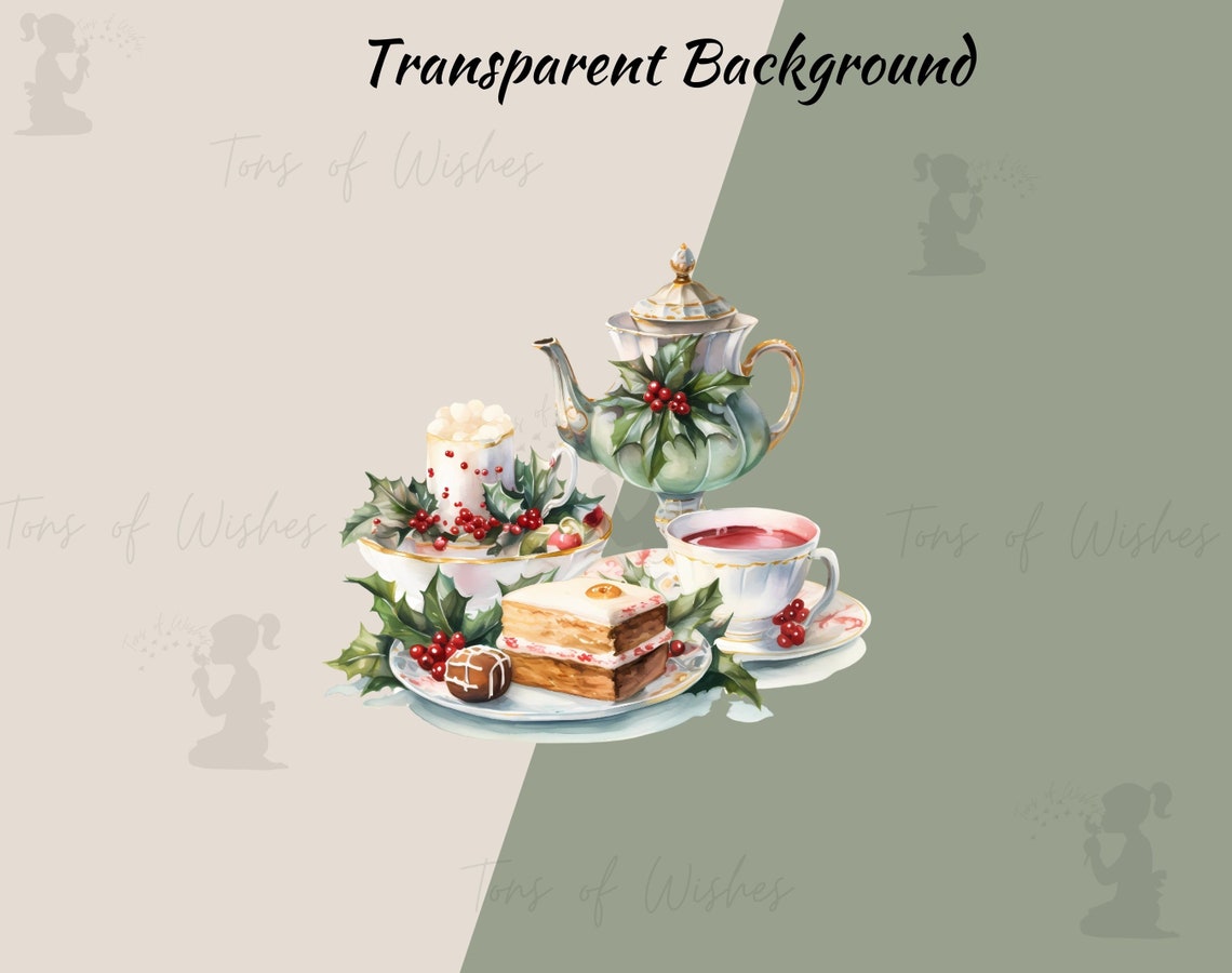 Christmas Tea Party Clip Art Transparent Clip Art for Invitation Scrap ...