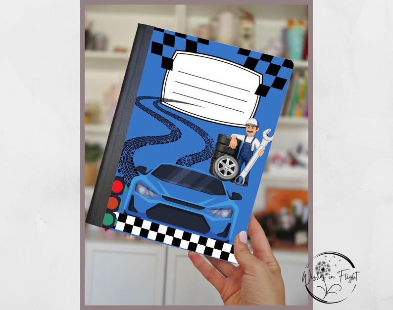 Racing Car Notebook Cover: Printable Composition Book Stickers (7.5" X ...