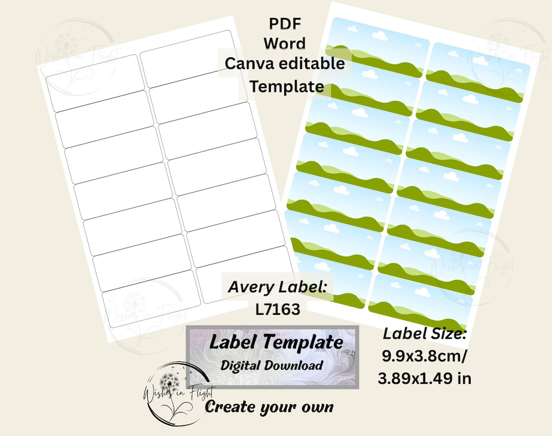 Editable Label Template for Canva, Word & PDF -avery L7163 Compatible ...