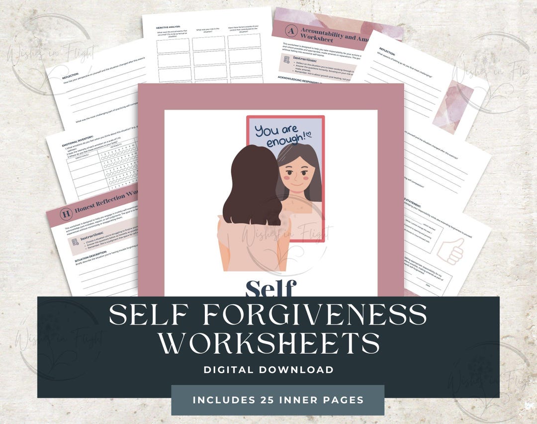 Self-forgiveness Worksheet, Heal & Let Go, Printable Reflection Journal ...
