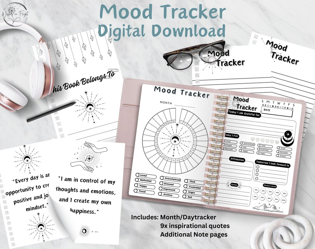 Mood Tracker Journal Printable, Mood Journal, Monthly Mood Pages, Self ...
