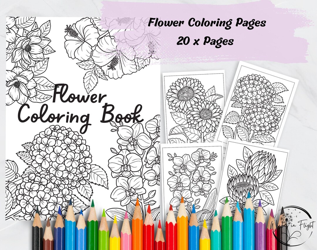 Floral Coloring Pages, Kids Coloring Pages, 8.5x11 Inch, Adult Coloring ...