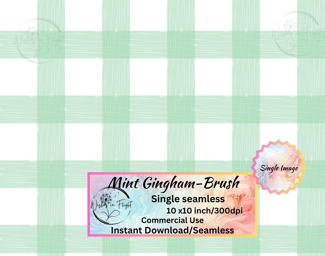 Mint Green Gingham Seamless Design With Instant Download Great for ...