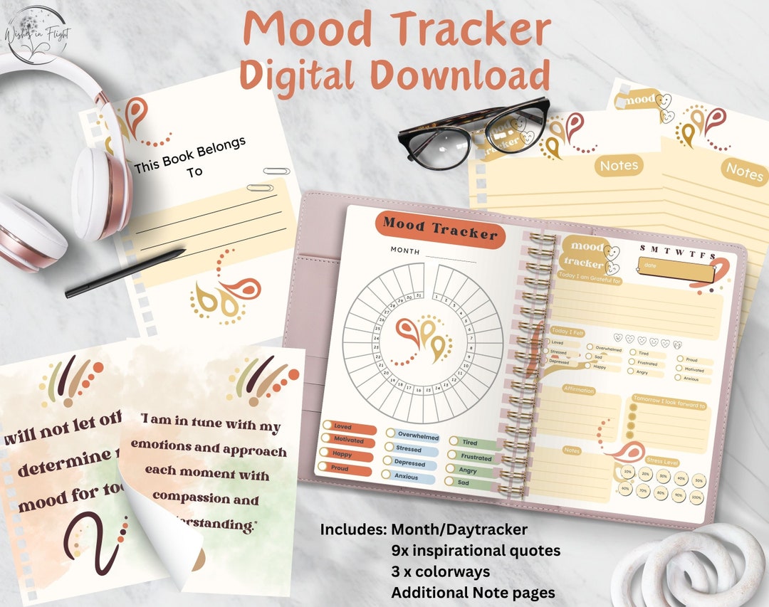 Mood Tracker Journal Printable| Mood Journal|monthly Mood Pages|self ...