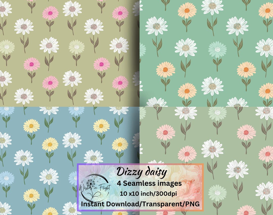 Dizzy Daisies Seamless Design | Instant Download for Fabric Printing ...