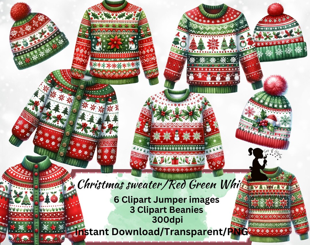 Christmas Ugly Sweater & Beanie|ugly Christmas Jumper|transparent Clip ...