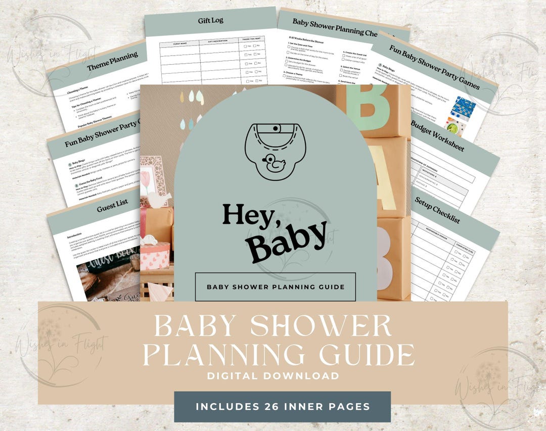 Baby Shower Planning Guide: Printable Checklist, Invitations (PDF) - Etsy