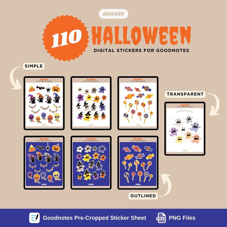 HALLOWEEN Digital Planner Stickers for Goodnotes Pre-cropped Spooky ...
