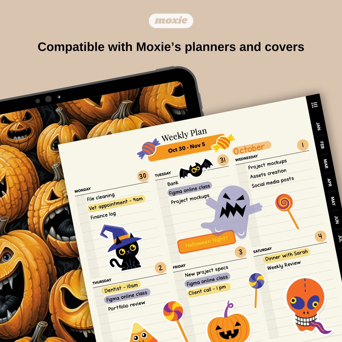 HALLOWEEN Digital Planner Stickers for Goodnotes Pre-cropped Spooky ...
