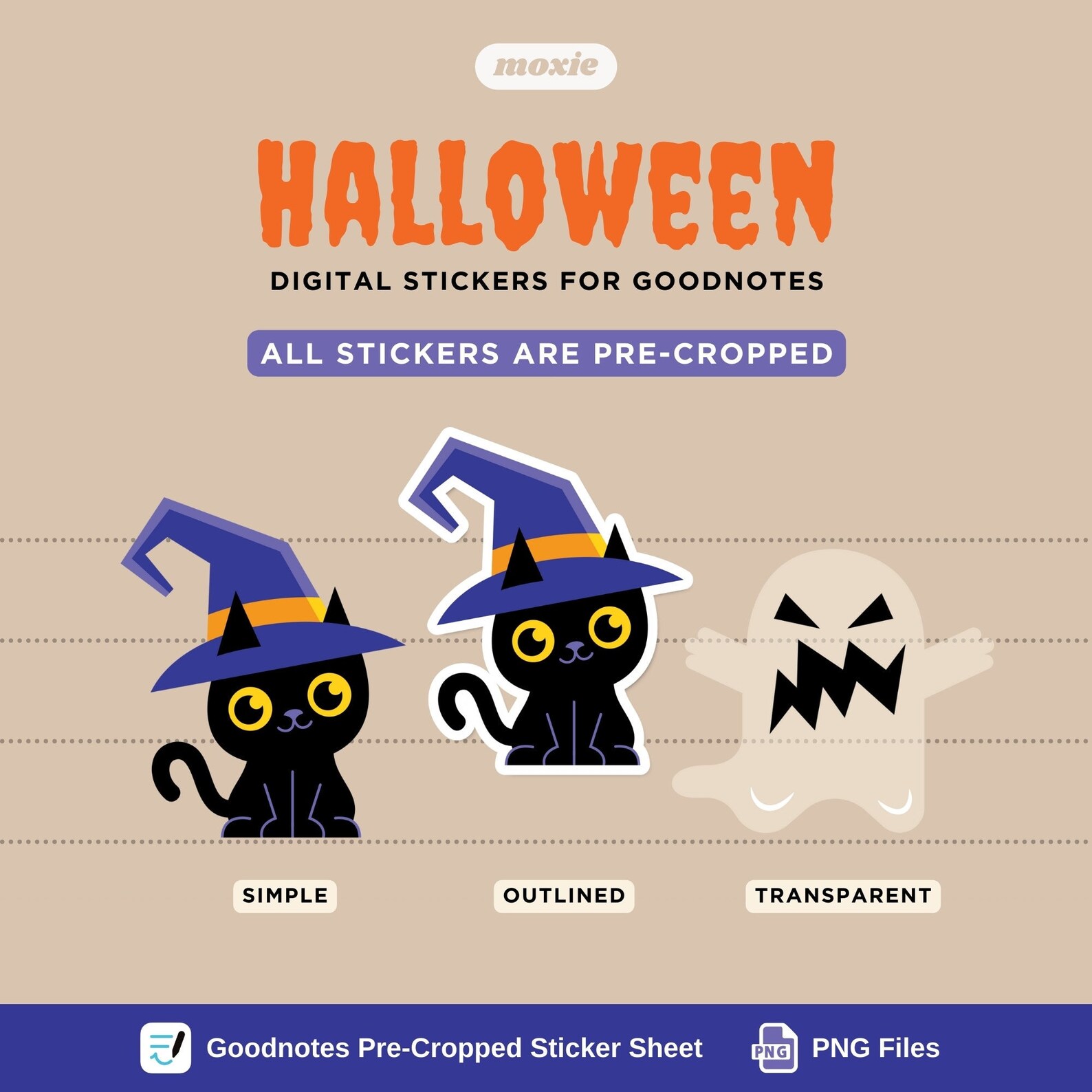 HALLOWEEN Digital Planner Stickers for Goodnotes Pre-cropped Spooky ...