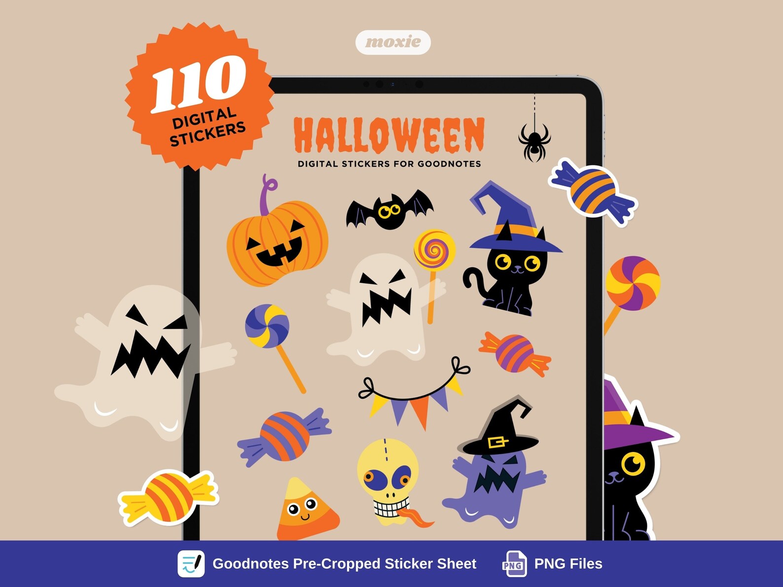 HALLOWEEN Digital Planner Stickers for Goodnotes Pre-cropped Spooky ...