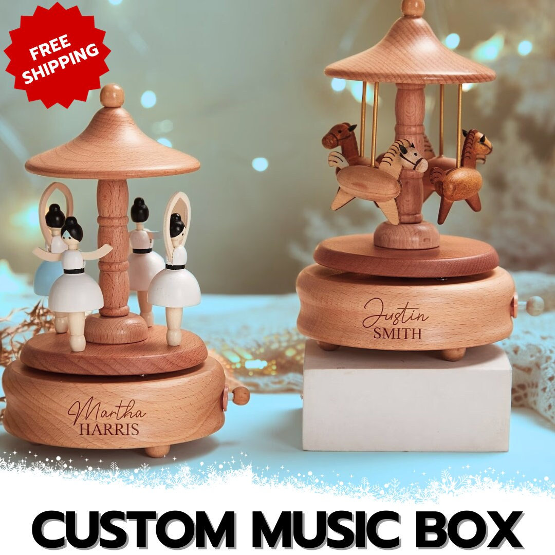 Custom Wooden Music Box,wooden Horse Musical Carousel,personalized ...