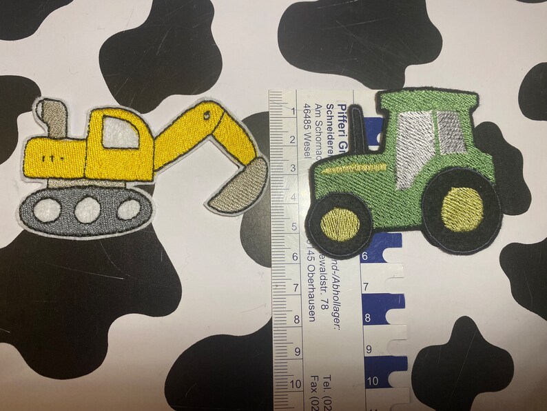 Patches/patches “excavator and Tractor”, Green and Yellow. Toddler ...