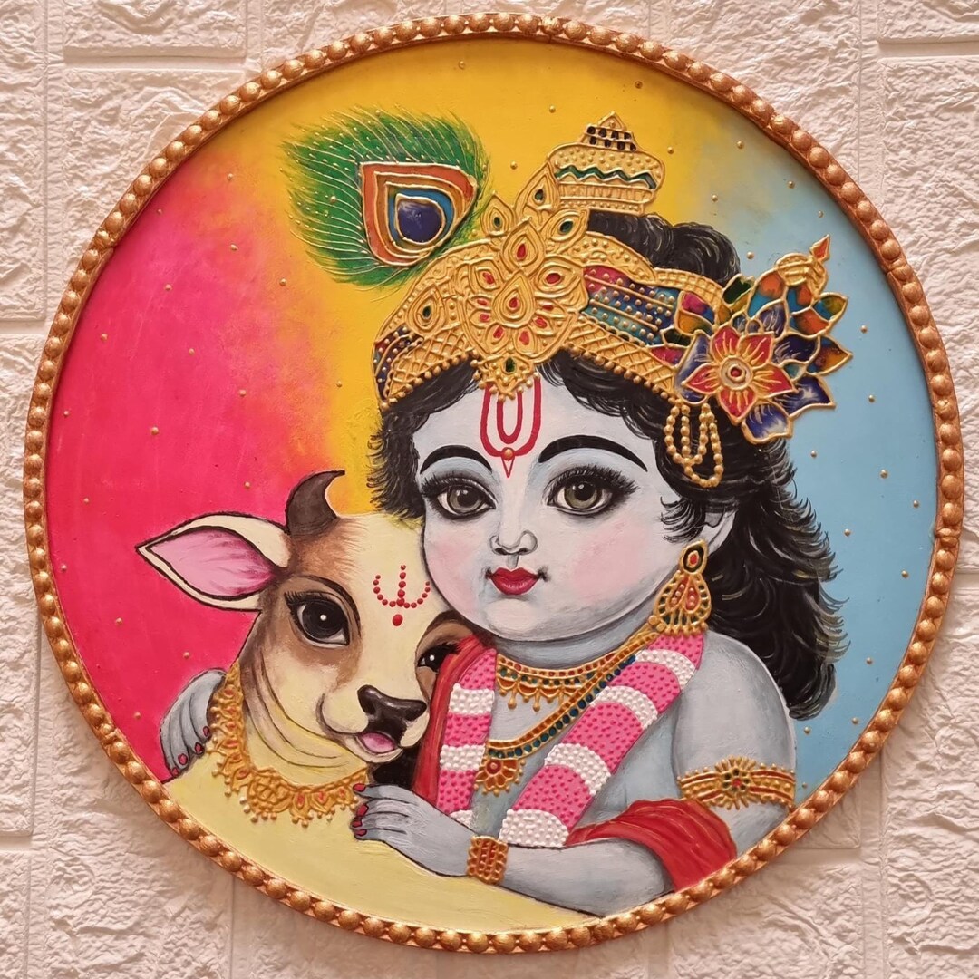 Bal Krishna Acrylic Painting Wall Decor, Size 14 Inch, Thickness 4mm - Etsy