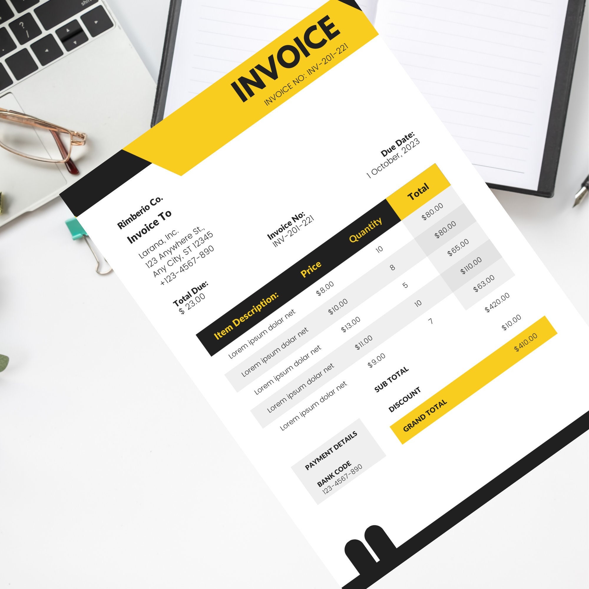 Invoice Template Word. Business Invoice. Invoice Word. Editable Invoice ...