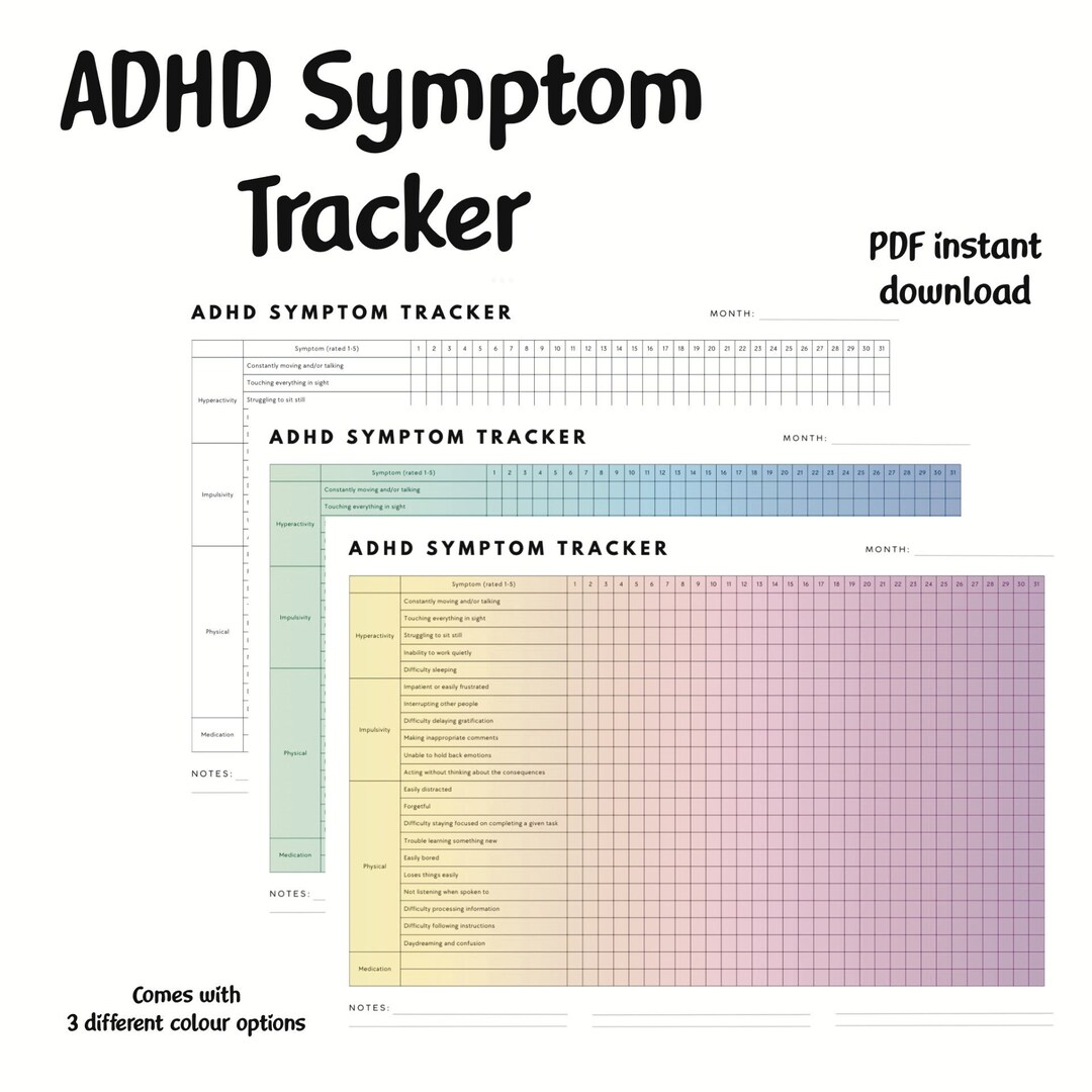 ADHD Symptom Tracker Digital Download. Mental Health - Etsy