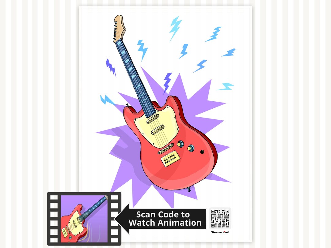 Electric Guitar Music Poster: Interactive QR Code Art With Sounds and ...