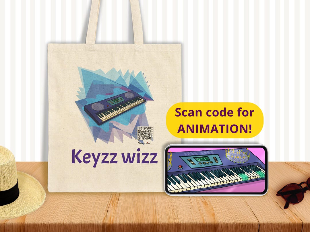 Personalized Electric Keyboard Canvas Tote Bag: Animated QR Code, Music ...