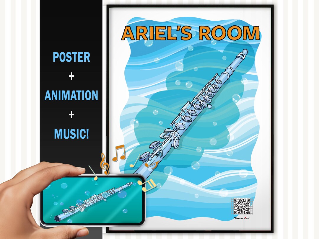 Tailored Flute Animated Art Poster, Downloadable File, Music Teacher ...