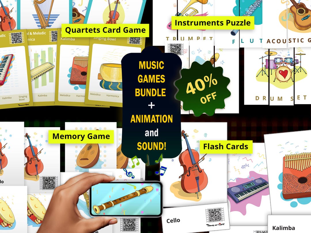 4 Music Game Bundle | Interactive Games With QR Animations | Classroom ...