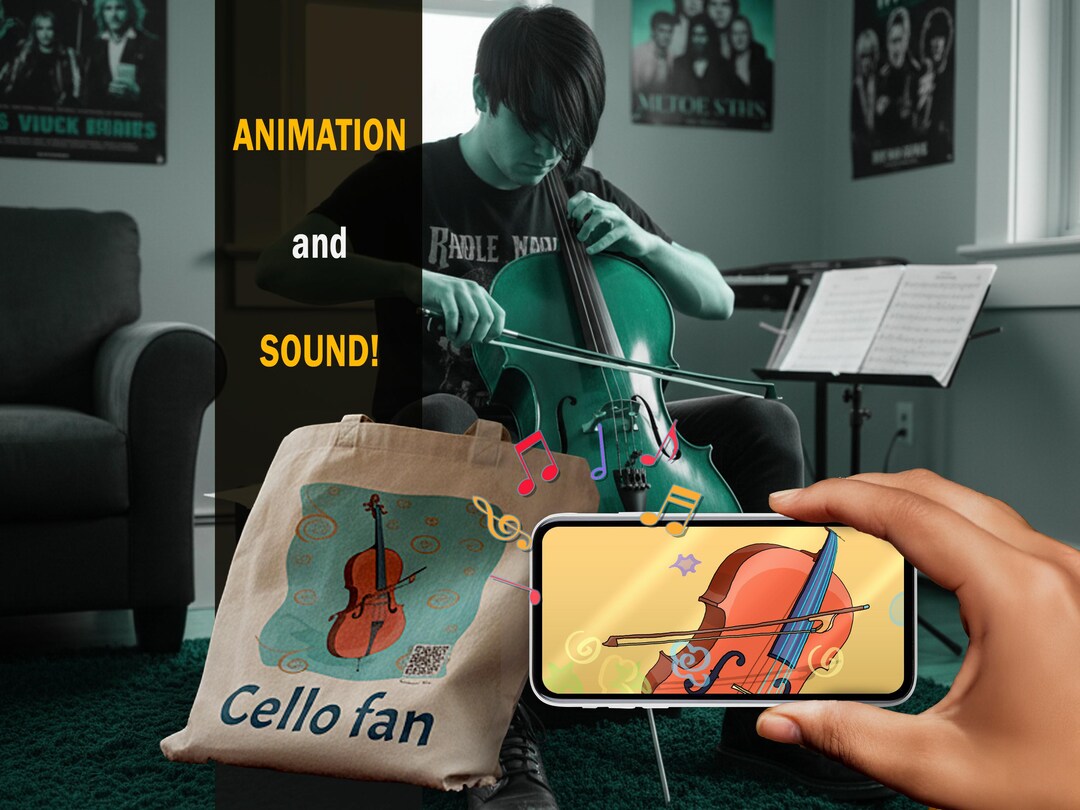 Custom Animated Cello Tote Bag, String Instrument and Classical ...