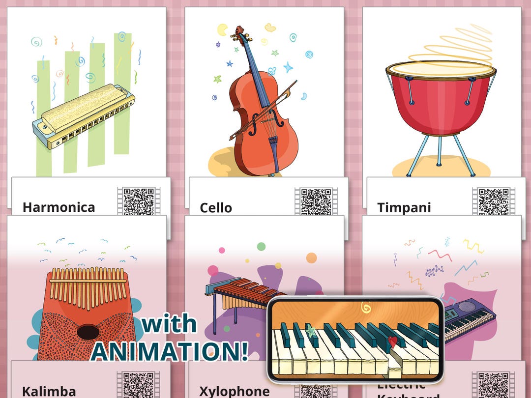 Musical Instrument Flash Cards With Sounds and Animation: Montessori ...