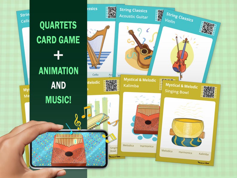 Printable Musical Instruments Quartets Card Game With Sounds ...