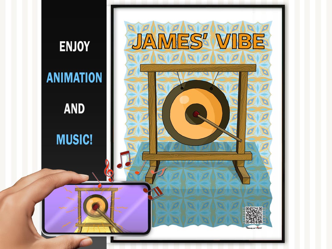 Personalized Gong Animated Wall Artwork, Digital Print Download ...