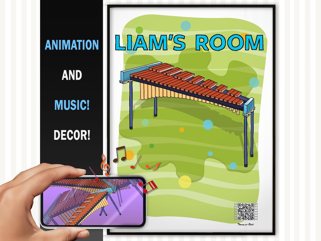 Personalized Xylophone Animated Classroom Art, Kid's Room Music Print ...