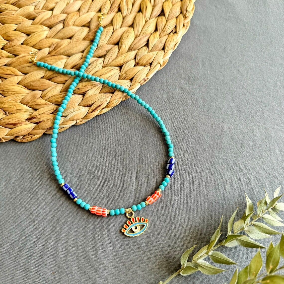 Evil Eye Necklace With Beads, Handmade Jewelry for Her, Gift for ...