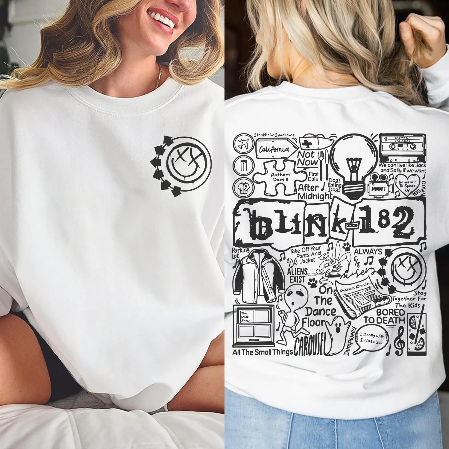 B182 Doodle Art Shirt, 2 Side Vintage B182 Merch Album Lyric Art Sweatshirt Hoodie, B182 Tour ...