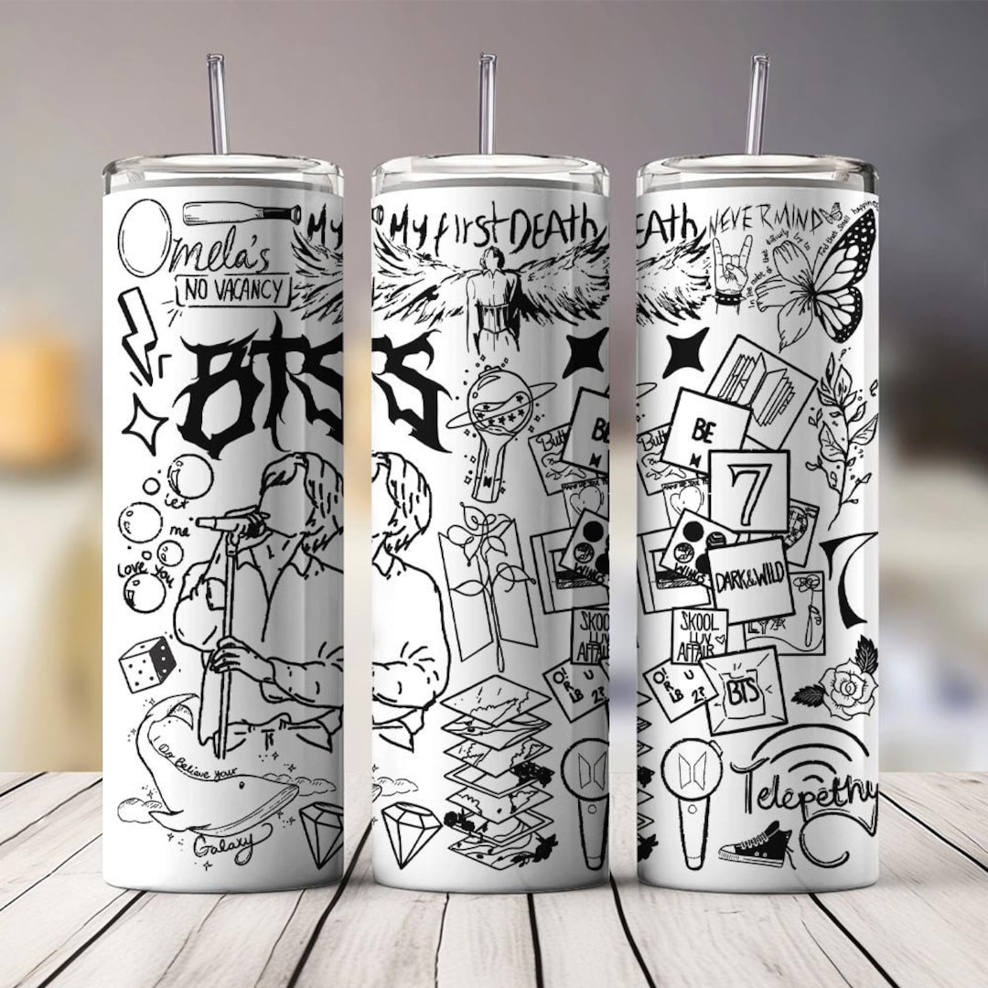 BTS Doodle Art Tumbler Vintage BTS Album Lyrics Art Tattoo - Etsy