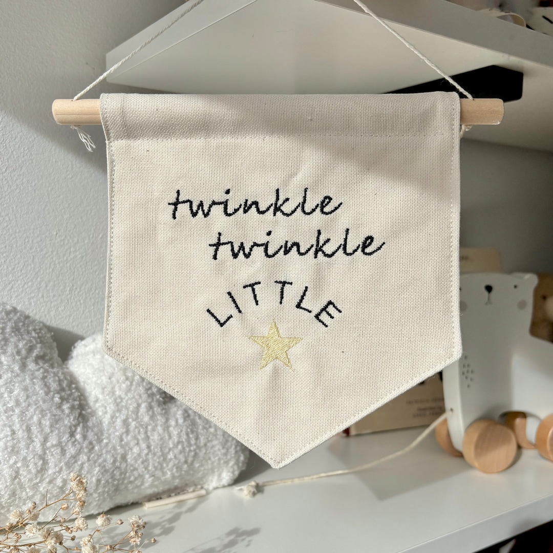 Embroidered Wall Hanging Flag 'twinkle Twinkle Little Star' Nursery ...