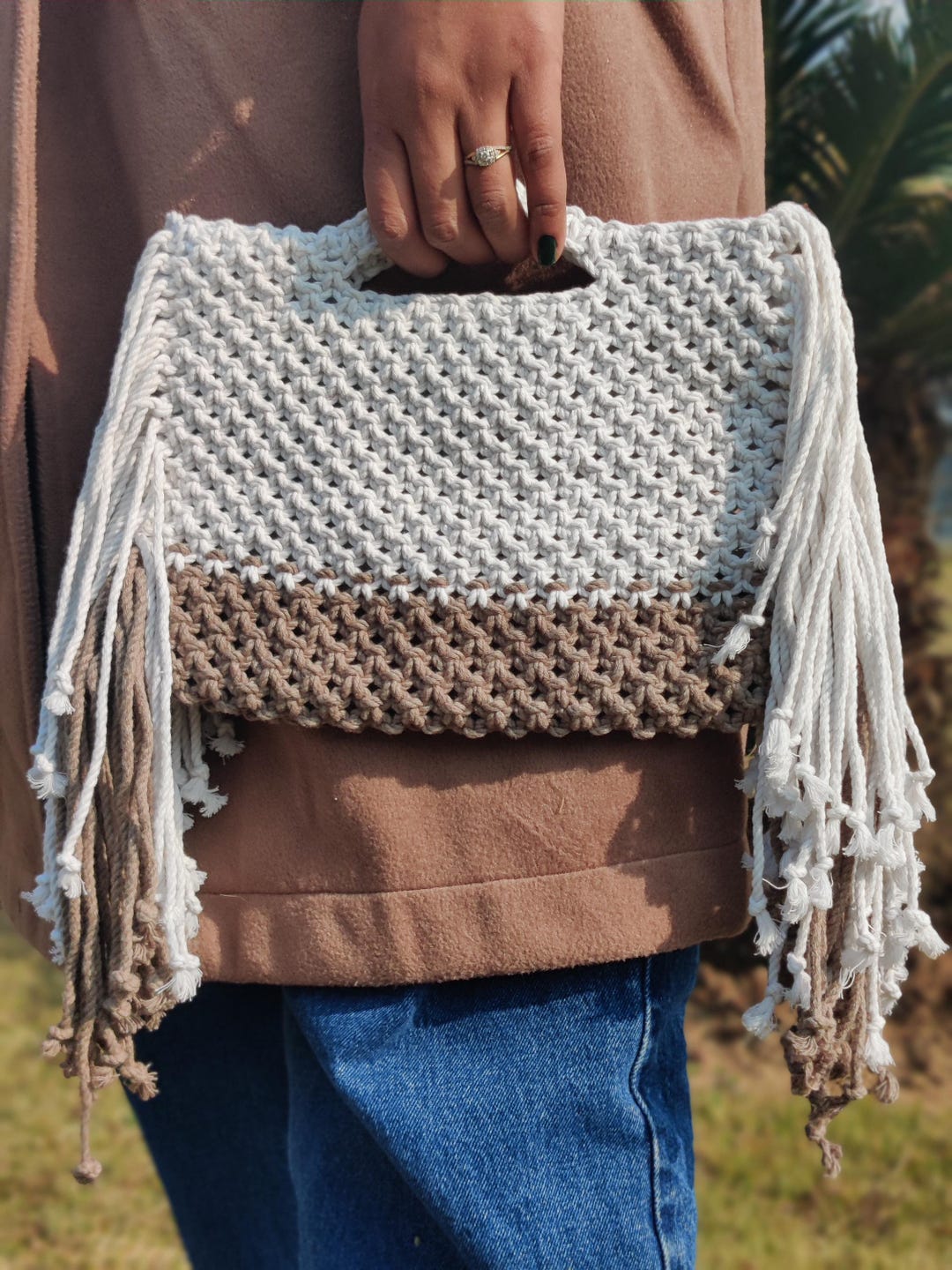 Macrame Bag With Fringes, Macrame Bag, Women's Bag, Macrame Handbag ...