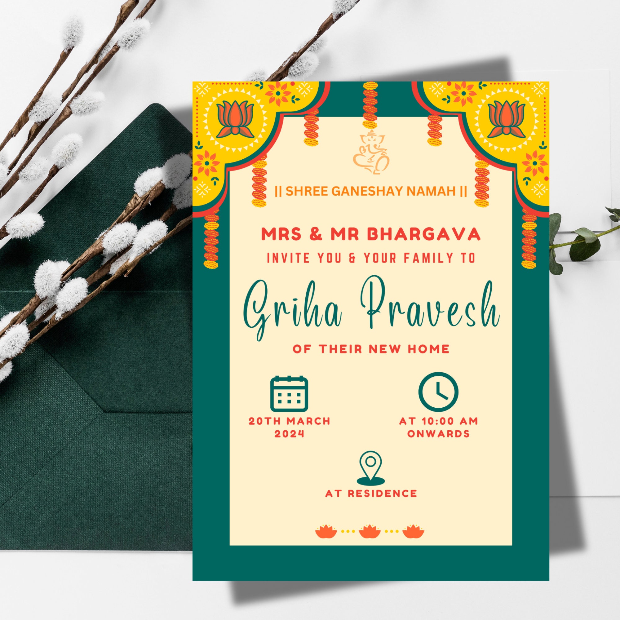 Editable Griha Pravesh Invitation, Printable Gruhapravesam Invite ...