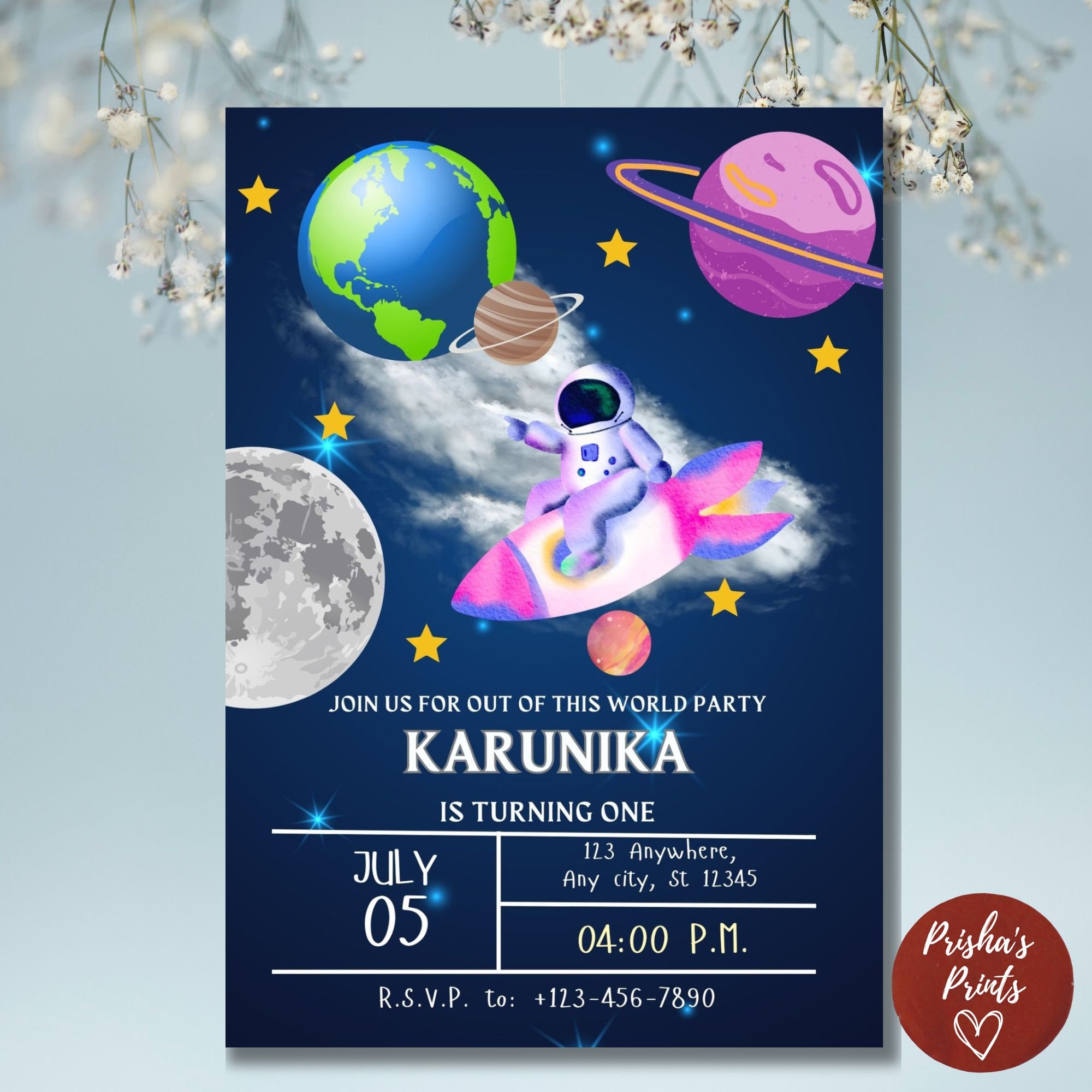 Editable Space Birthday Invitation Template, Printable Birthday Party ...