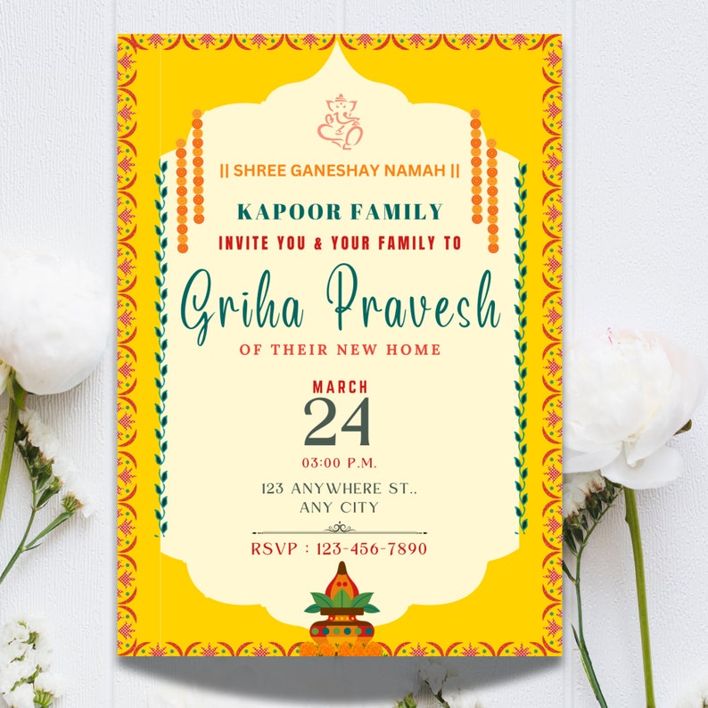 Editable Griha Pravesh Invitation, Printable Gruhapravesam Invite ...