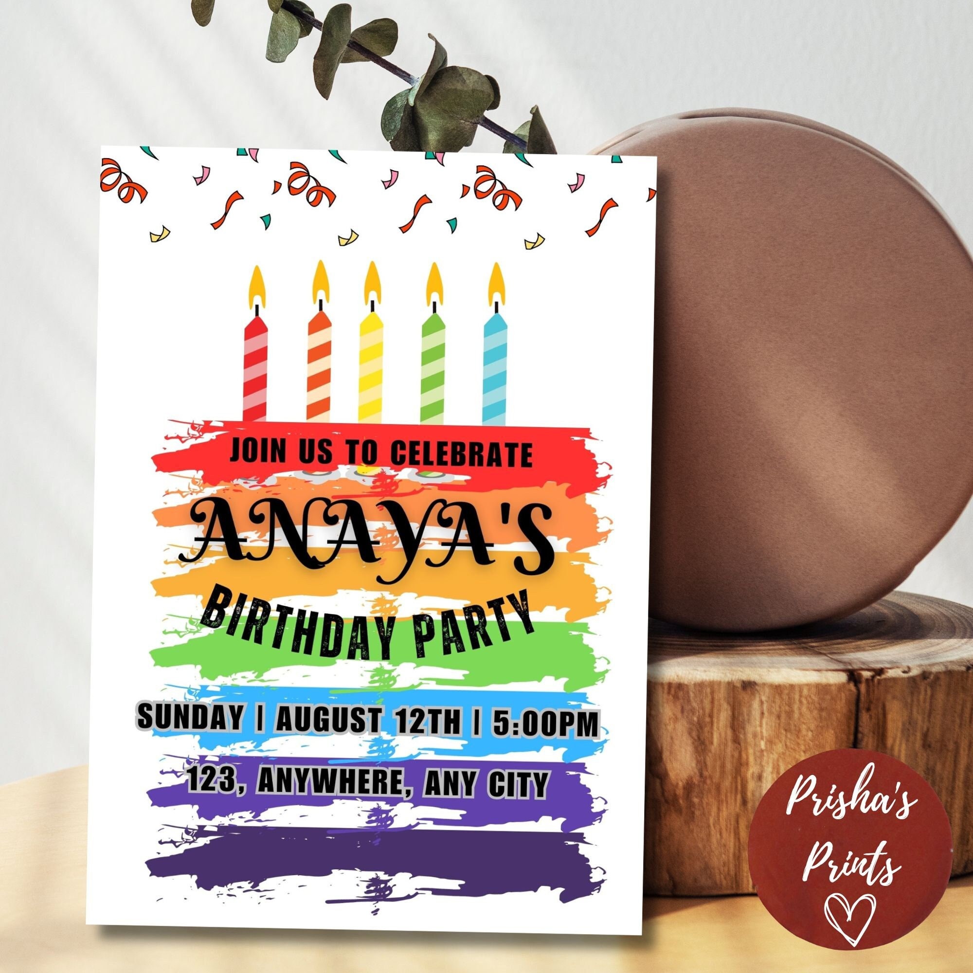 Editable Rainbow Cake Birthday Invitation Template Printable - Etsy