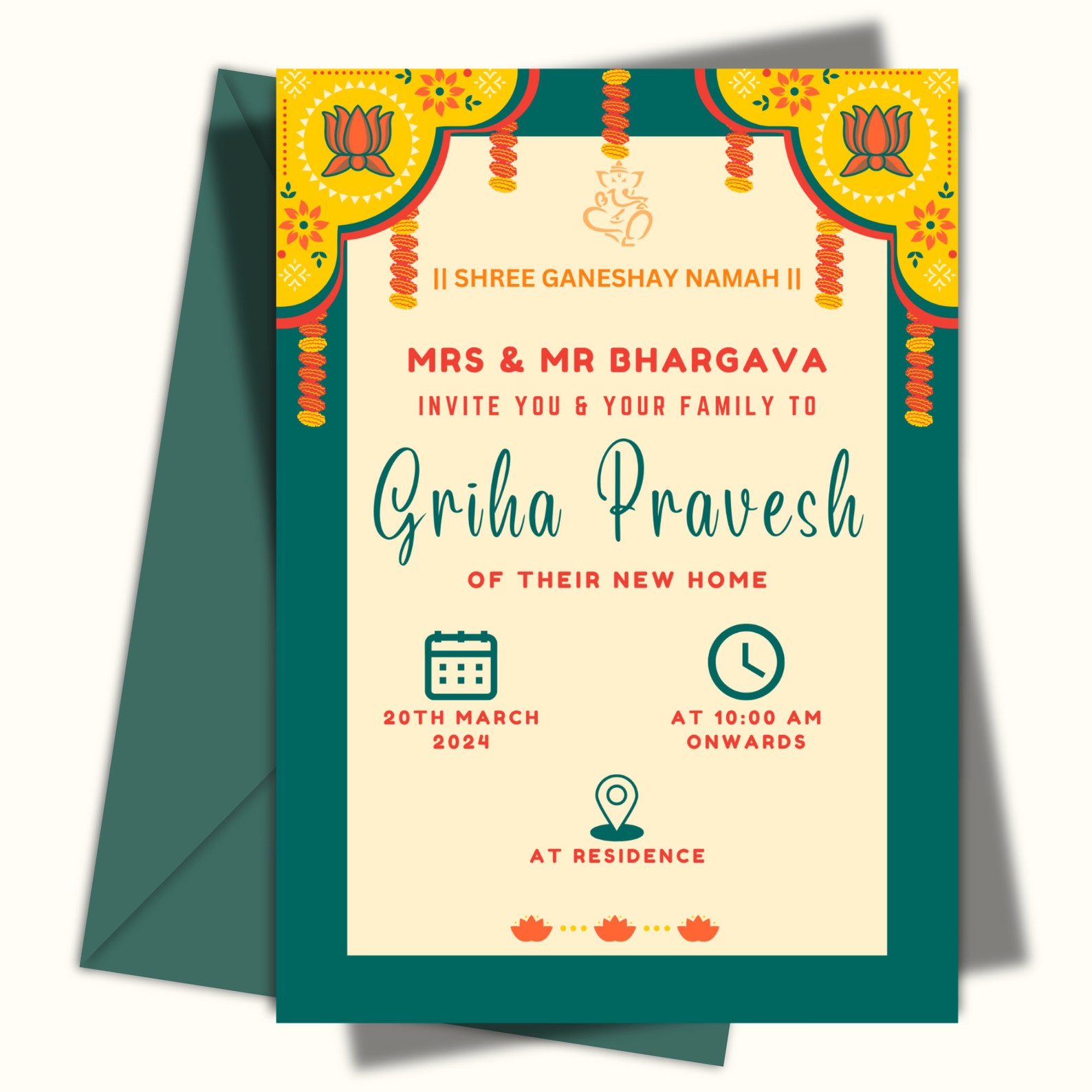 Editable Griha Pravesh Invitation, Printable Gruhapravesam Invite ...