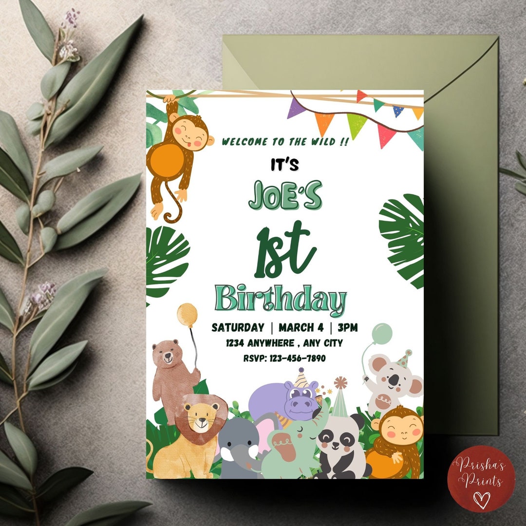 Editable Safari Birthday Invitation Template Printable Wild - Etsy