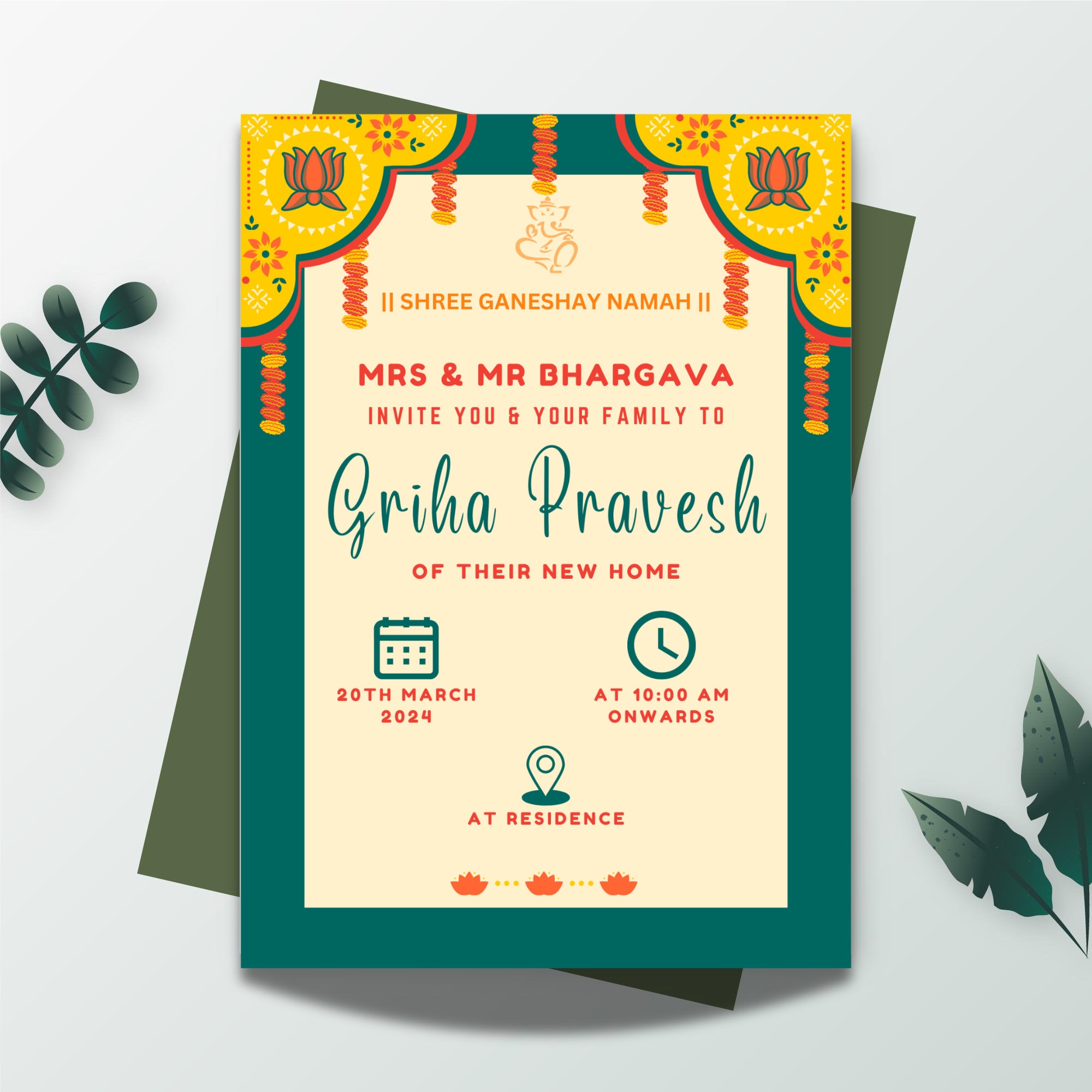 Editable Griha Pravesh Invitation, Printable Gruhapravesam Invite ...