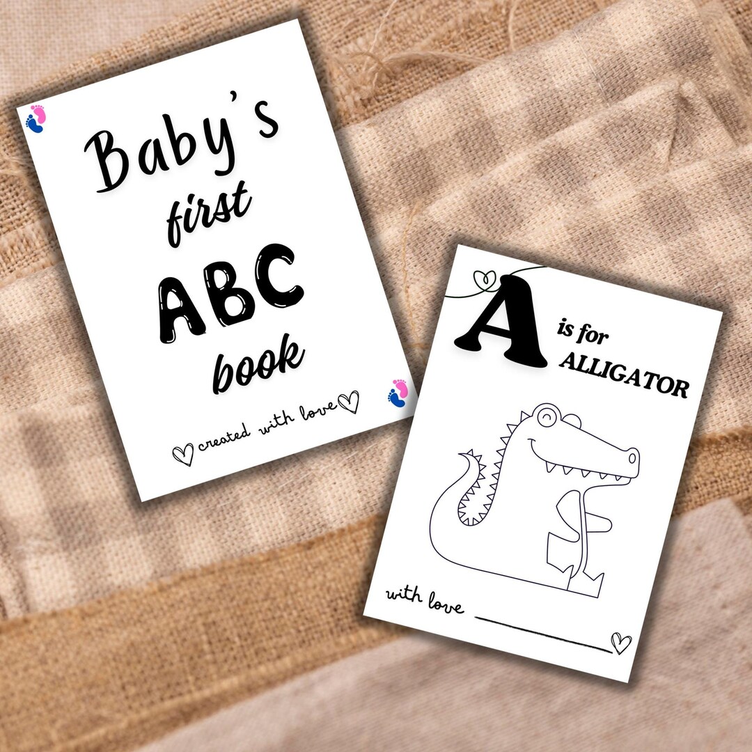 Coloring Baby's First ABC Book, Baby Shower Alphabet Book, Baby Shower ...