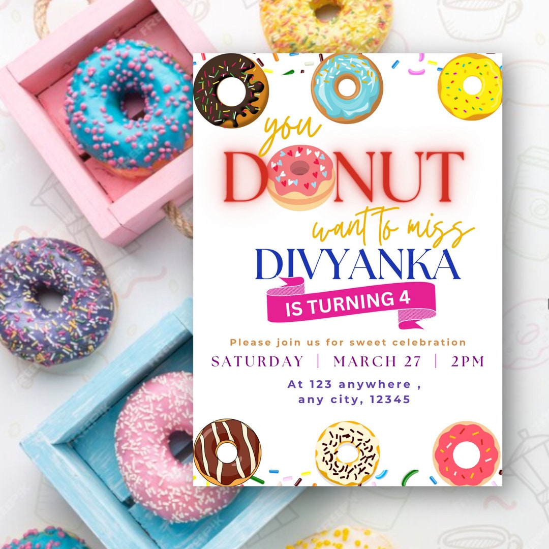 Editable Donut Birthday Invitation, Donut Birthday Invite, Printable ...