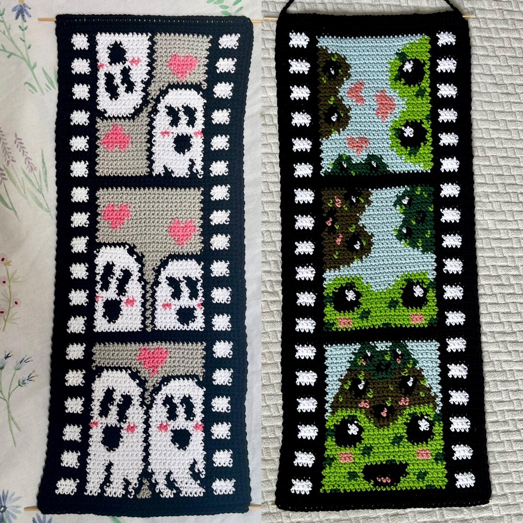 BUNDLE Cute Ghost & Frog Film Crochet Tapestry Pattern Froggy Ghost ...