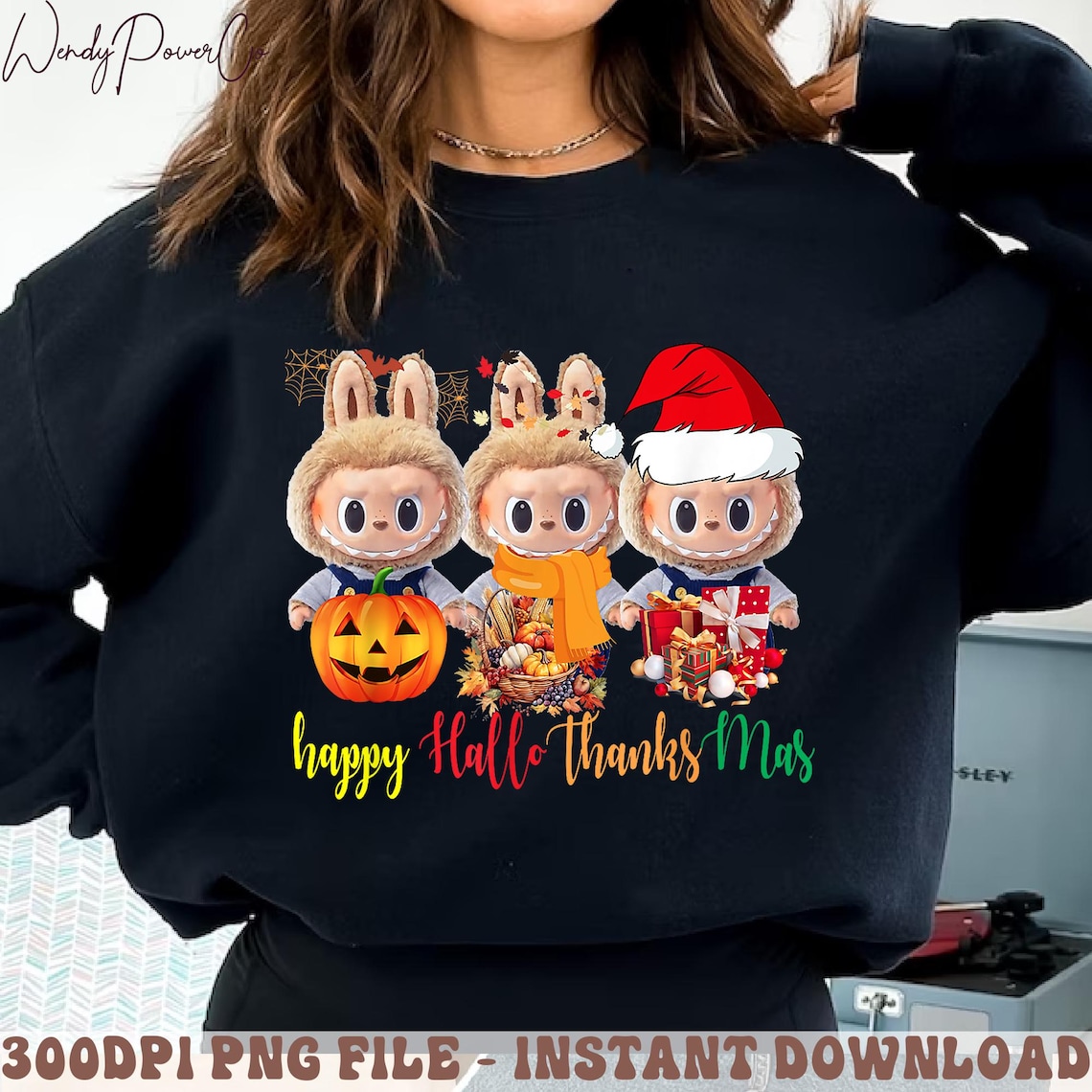 Labubu Happy Hallothanksmas Png, Labubu Christmas Gift Png, Labubu ...