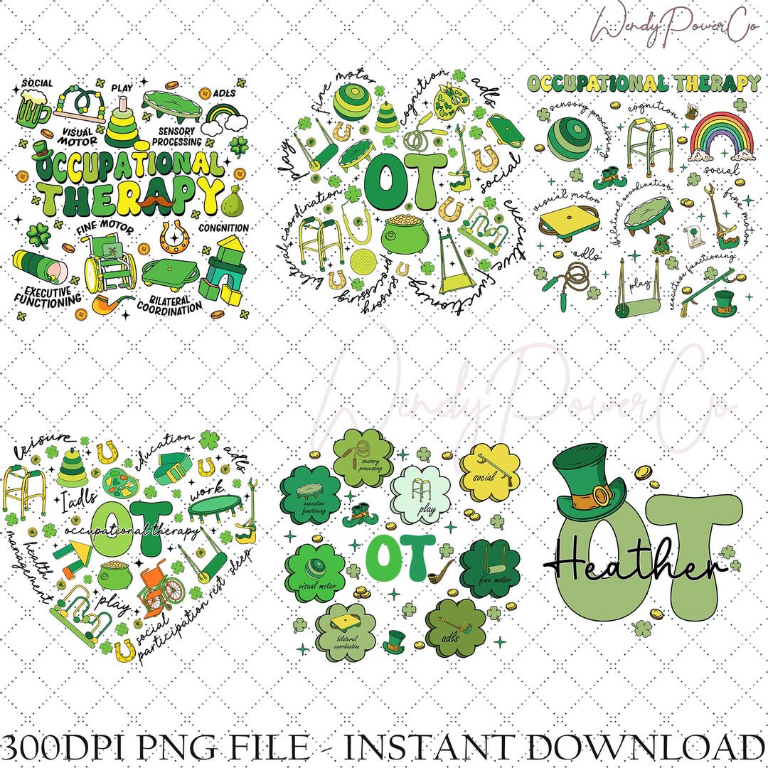 6 Occupational Therapy St Patricks Day Bundle Png, OT St Patricks Day ...